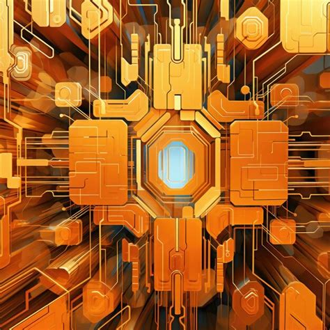 Premium Photo Digital Abstraction Futuristic Seamless Orange Pattern