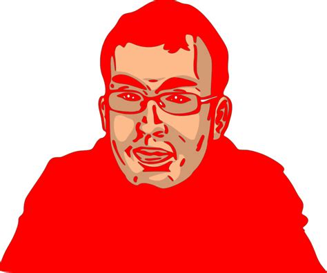 벡터 일러스트 레이 션 안경와 빨간색 셔츠와 남자의 공용 도메인 벡터