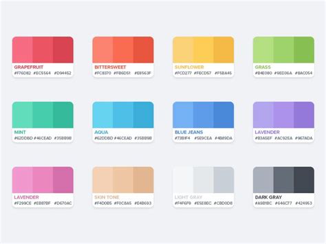 Flat Color Palette Flat Color Palette Gradient Color Design Color