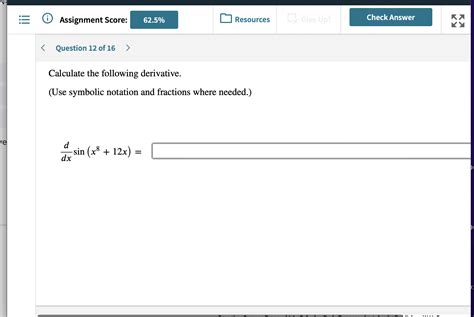 Solved Calculate The Following Derivative Use Symbolic