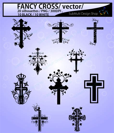 Fancy Cross Silhouette Vector Art 20 Png And Svg Designs Digital