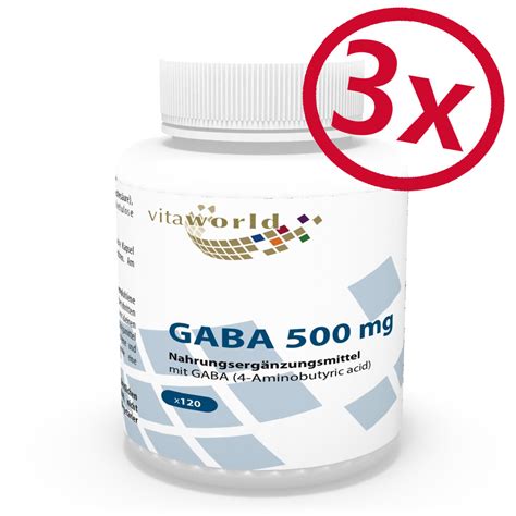 3 Pack GABA 500mg 3 x 120 Capsules (gamma-Aminobutyric acid)-N10304