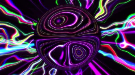 Vj Loop Background Of Pulsing Colorful Neon Psychedelic Circle With Distorted Lines 38778598