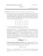 HW Pdf IEOR E Probability Models MSE Nov Assignment Due Date Dec