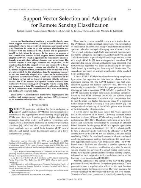 Pdf Support Vector Selection And Adaptation For Remote Sensing Classification