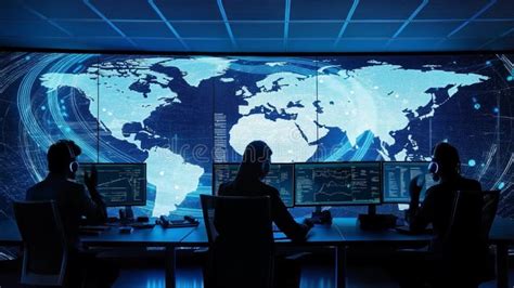 Network Operations Center Team Monitoring Global Cybersecurity Stock Video Video Of Engineer