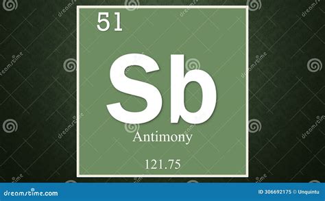 Antimony Chemical Element Symbol On Yellow Bubble Background Royalty