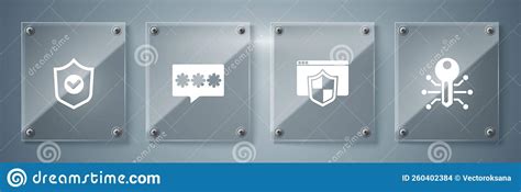 Set Smart Key Browser With Shield Password Protection And Shield Check Mark Square Glass