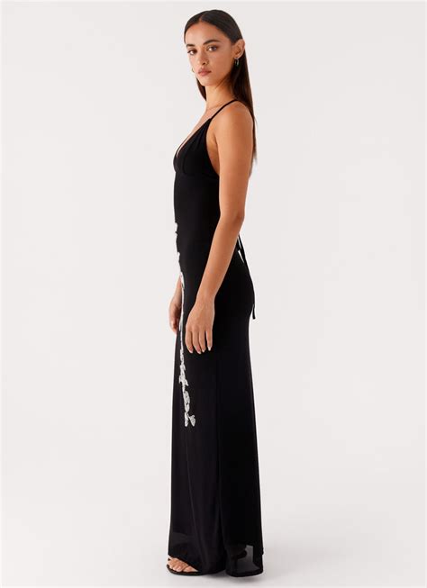 Beki Beaded Mesh Maxi Dress Black Peppermayo Uk