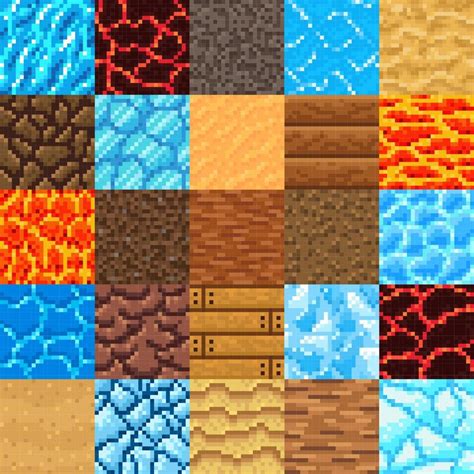 Retro 8bit Pixel Art Game Surface Block Patterns 10876573 Vector Art At