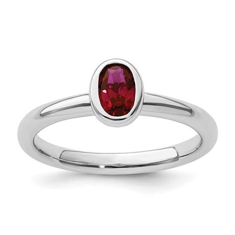 Sterling Silver Stackable Expressions Oval Created Ruby Ring Qsk440