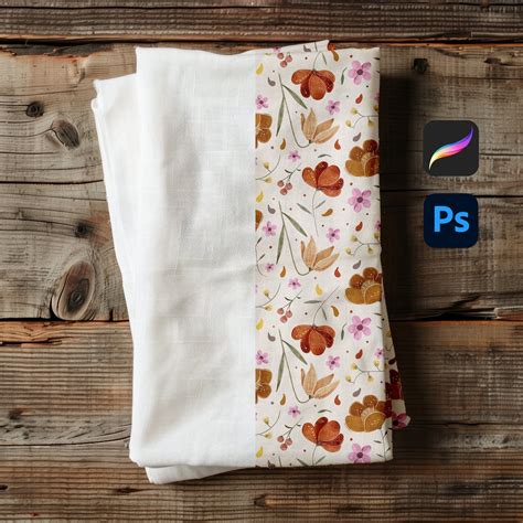 Folded Fabric Mockup One Pattern Mockup Seamless Pattern Mockup Wood Template Procreate Mockup