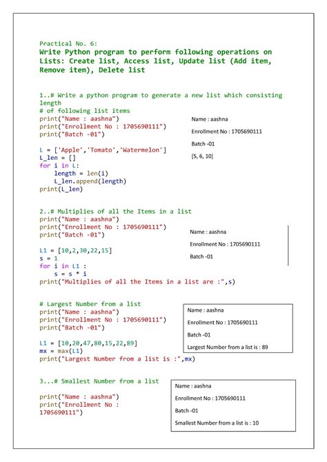 6 Practical Python Practical No 6 Write Python Program To Perform
