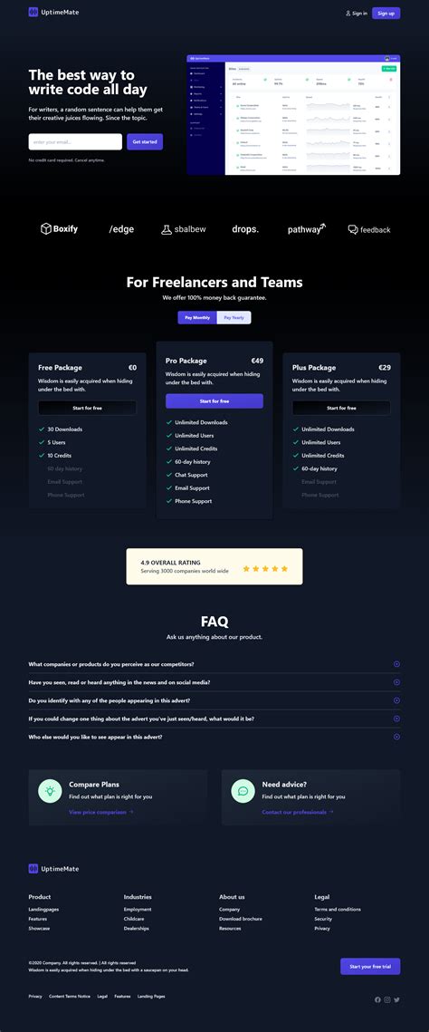 Free Saas Landing Page Rtailwindcss