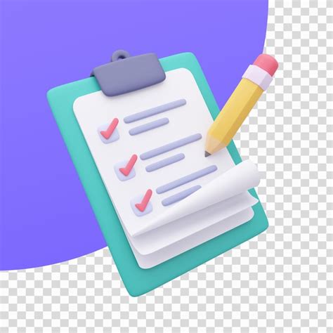 Premium Psd 3d Report Paper Clipboard Note Paper For Checklist Notes 3d Illustration With
