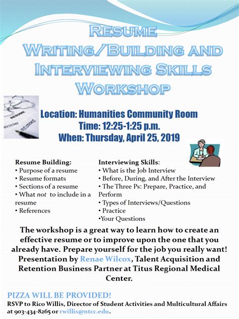 Resume Writing And Interviewing Skills Workshop Planned Northeast