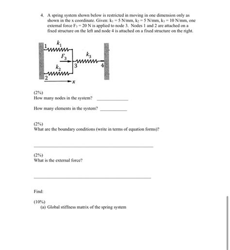 Solved 4 A Spring System Shown Below Is Restricted In
