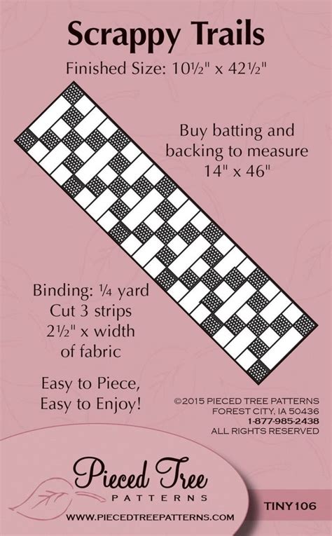 Scrappy Trails Table Runner Quilt Pattern Pieced Tree Patterns Tiny106 Yardage Friendly Table