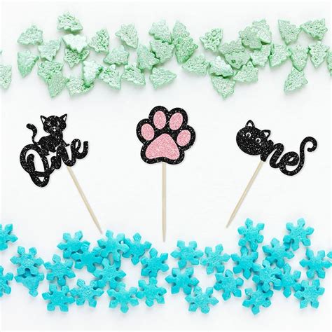 Jellycat Cake Cat Birthday Cake Topper Glitter Black Cat Design For