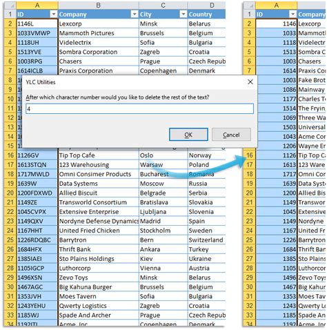 delete everything after the specified number of characters for excel