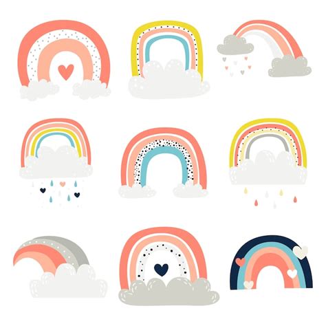Premium Vector Set Of Cute Rainbows