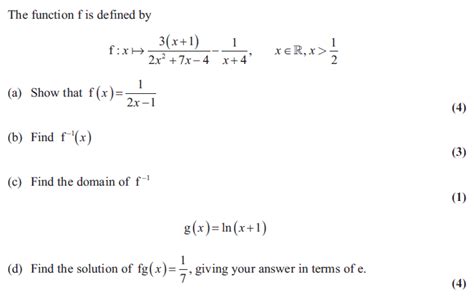 Exam Questions Inverse Functions Examsolutions