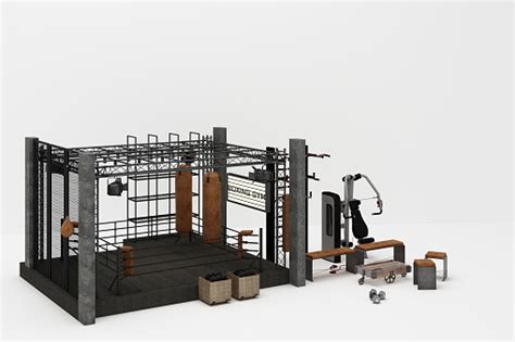 로프트 스타일과 카펫 바닥 3d 렌더링 장비 훈련 복싱 링 복싱 체육관 0명에 대한 스톡 사진 및 기타 이미지 0명 3차원 형태 가정의 방 Istock
