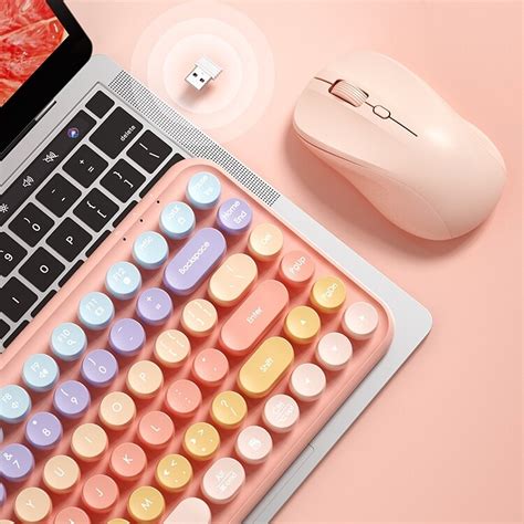 Kawaii Pink Aesthetic Wireless Keyboard And Mouse Set Kawaii Fashion Shop Cute Asian