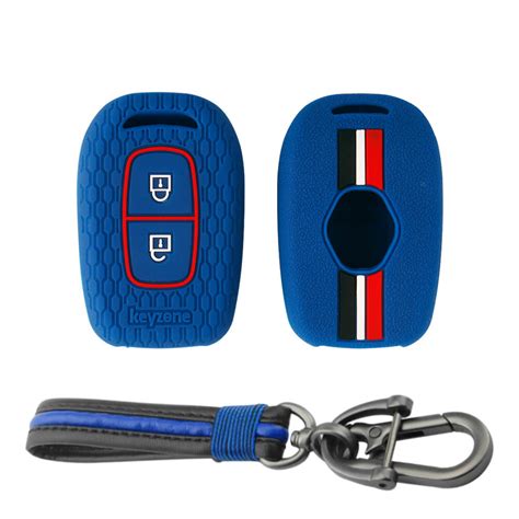 Keyzone Striped Key Cover And Keychain Fit For Kwid Duster Triber