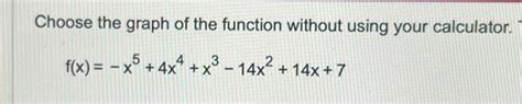 Solved Choose The Graph Of The Function Without Using Your