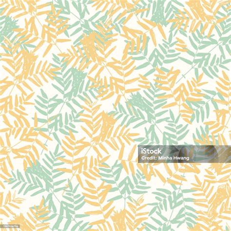 손으로 그린 페인트 브러시 잎 가지 일러스트 매끄러운 반복 패턴 디지털 아트워크 패션 섬유 홈 장식 프린트 패브릭 0명에 대한 스톡 벡터 아트 및 기타 이미지 Istock