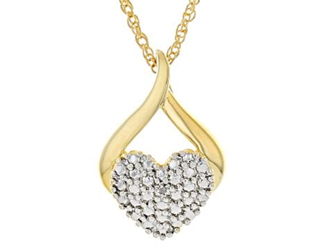 White Diamond Accent 14k Yellow Gold Over Brass Heart Slide Pendant