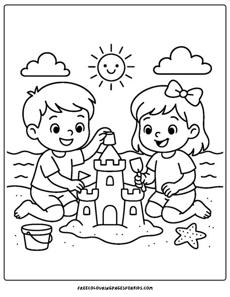 Beach Coloring Pages For Preschool 9 Free Fun Beach Coloring Pages For