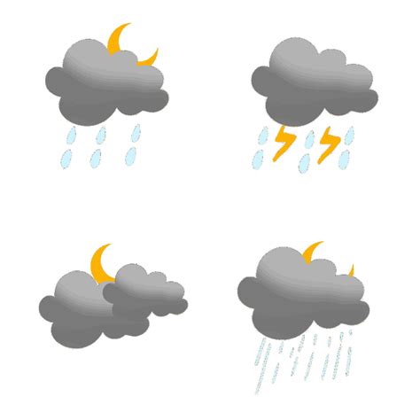 千库网 天气预报阴天晚上乌云下雨打雷刮风闪电卡通图标动图gif GIF编号46840 花瓣网