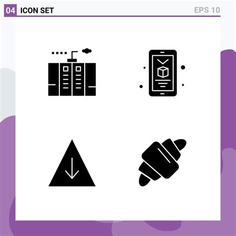 User Interface Pack Of 4 Basic Solid Glyphs Of Electricity Fall Generator Printing Croissant