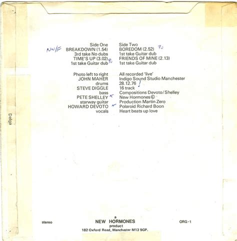 Buzzcocks Spiral Scratch Ep Fonts In Use