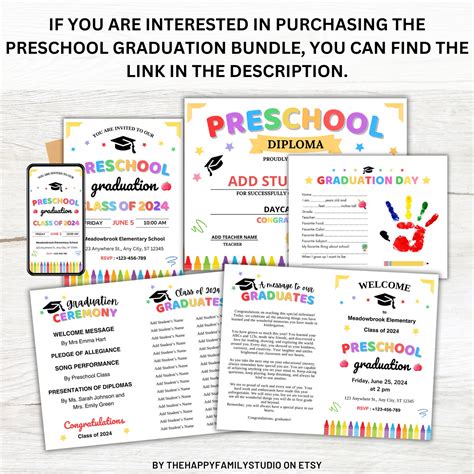 Editable Preschool Graduation Program Graduation Program Template Preschool Grad Preschool