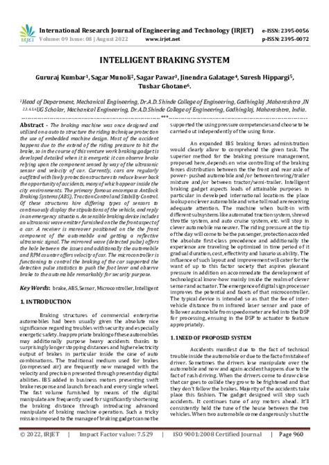 Pdf Intelligent Braking System