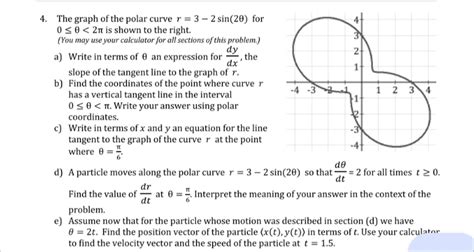 solved the graph of the polar curve r 3 2sin 2θ ﻿for0≤θ