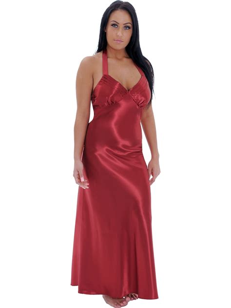 Moments Sexy Long Red Satin Charmeuse Plus Size Night Gown Pleating