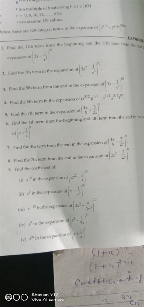 Binomial Theorem Mathematics Assignment Teachmint