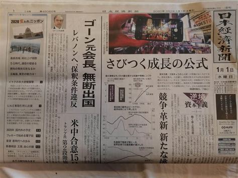 2020年元旦の主要全国紙の一面と社説