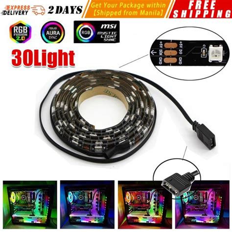 ️【local Send Out】【30light】rainbow Argb Addressable Ws2812b Led Strip For Pc Asus Aura Sync Msi