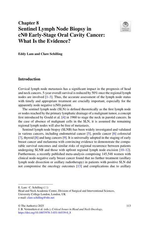 Pdf Sentinel Lymph Node Biopsy In Cn0 Early Stage Oral Cavity Cancer What Is The Evidence