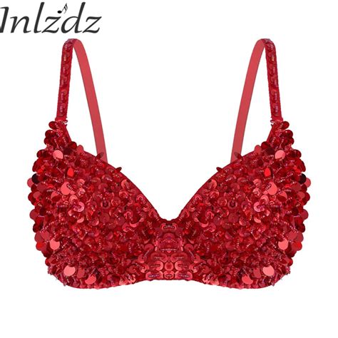 Женский Блестящий бюстгальтер пуш ап ручная работа с пайетками бюстгальтер леди серебряный в