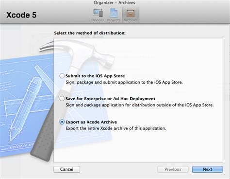 Ios Export Xcarchive In Xcode 6 Stack Overflow