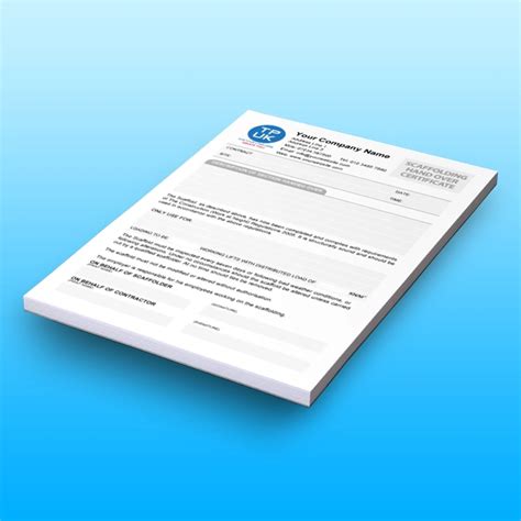 Scaffolding Hand Over Certificate Printed From £48