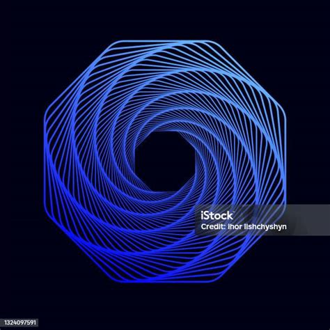 트위스트 컬러 나선형 와이어프레임 팔각형 모양 벡터 기술 터널 팔각형에 대한 스톡 벡터 아트 및 기타 이미지 팔각형 나선형