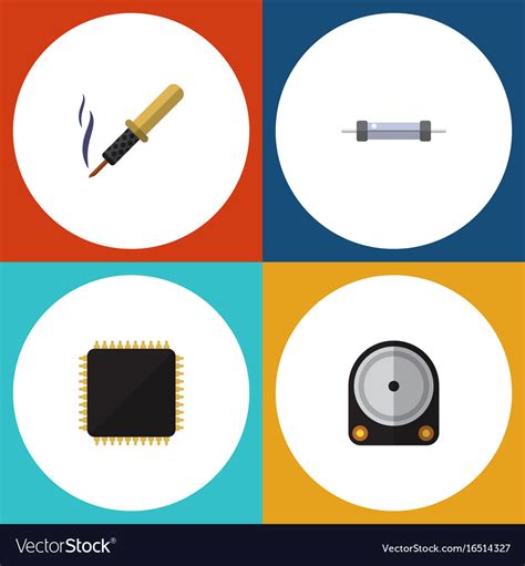 Flat Icon Appliance Set Of Cpu Resistor Hdd Vector Image