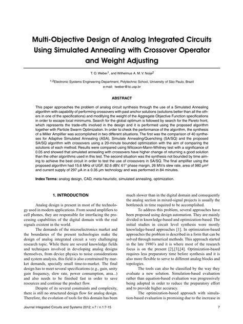 Pdf Multi Objective Design Of Analog Integrated Circuits Using